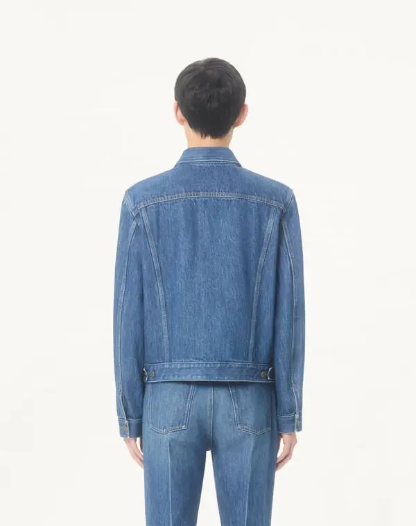 Valentino Garavani Denim Jacket With Vgold - Blue