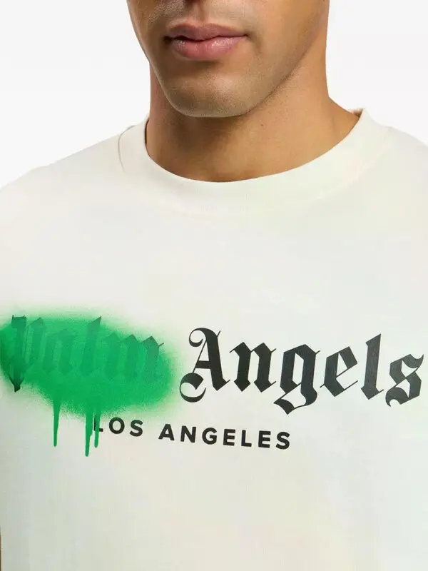 Palm Angels Spray City Los Angeles Dripping Logo T-shirt - Neutrals