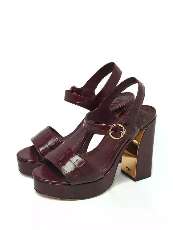 Tory Burch Crocodile Embossed Platform Sandals