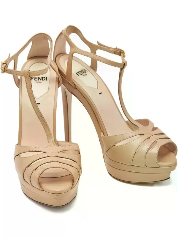 Fendi 105mm T-strap Platform Sandals - Neutrals