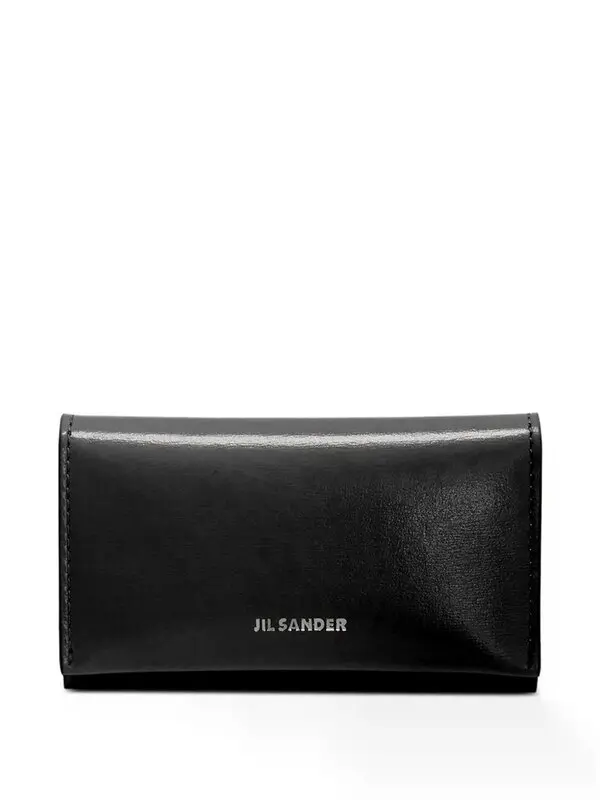 JIL SANDER Embossed Keyrings Leather Key Pouch - Black