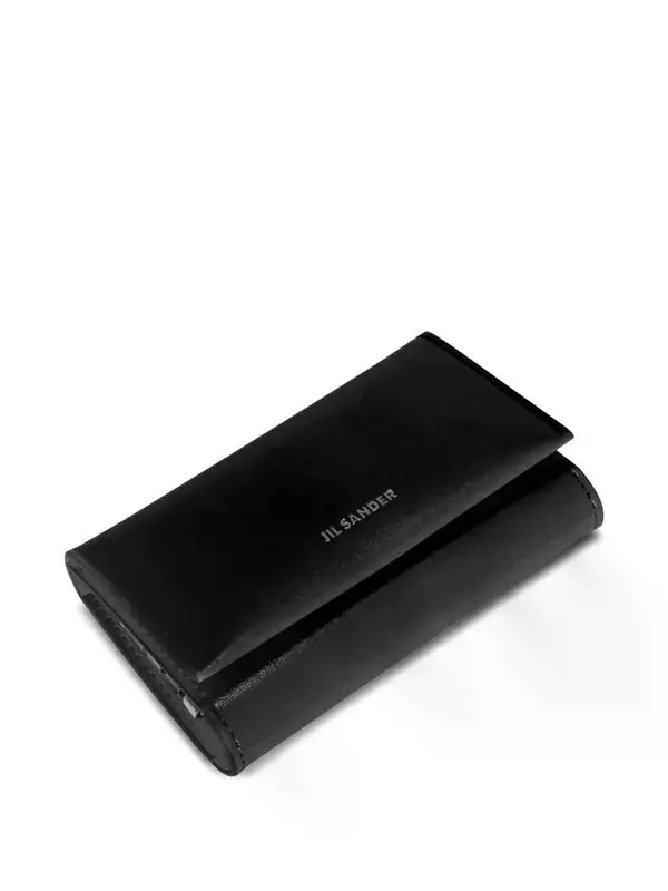 JIL SANDER Embossed Keyrings Leather Key Pouch - Black