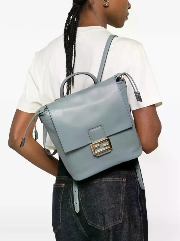 Fendi Ff-plaque Backpack - Blue