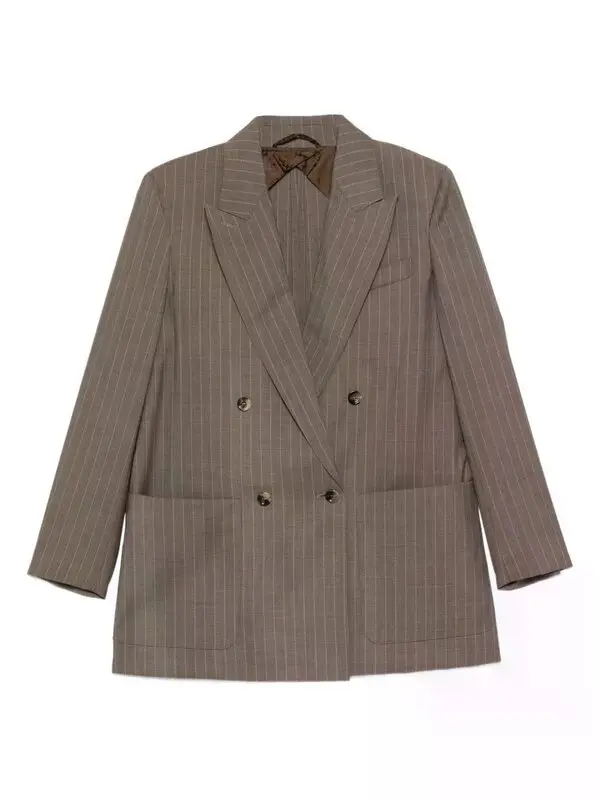 Max Mara Acciaio Pinstripe Double-breasted Blazer