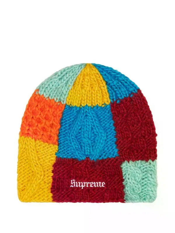 Supreme Block Knit Beanie - Red