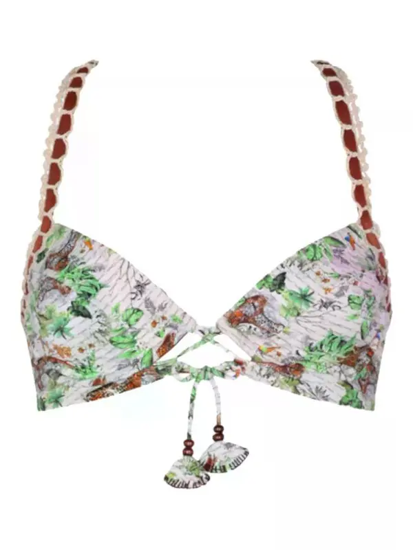 DEL MAAR Graphic-print Bikini Top - White