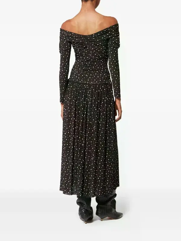 Isabel Marant Étoile Giovana Polka Dot Off-the-shoulder Jersey Maxi Dress - Black