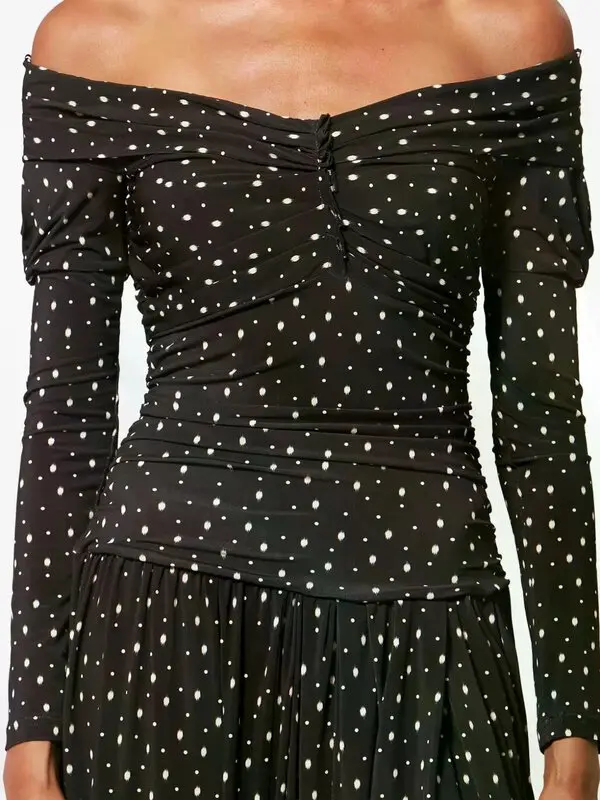 Isabel Marant Étoile Giovana Polka Dot Off-the-shoulder Jersey Maxi Dress - Black