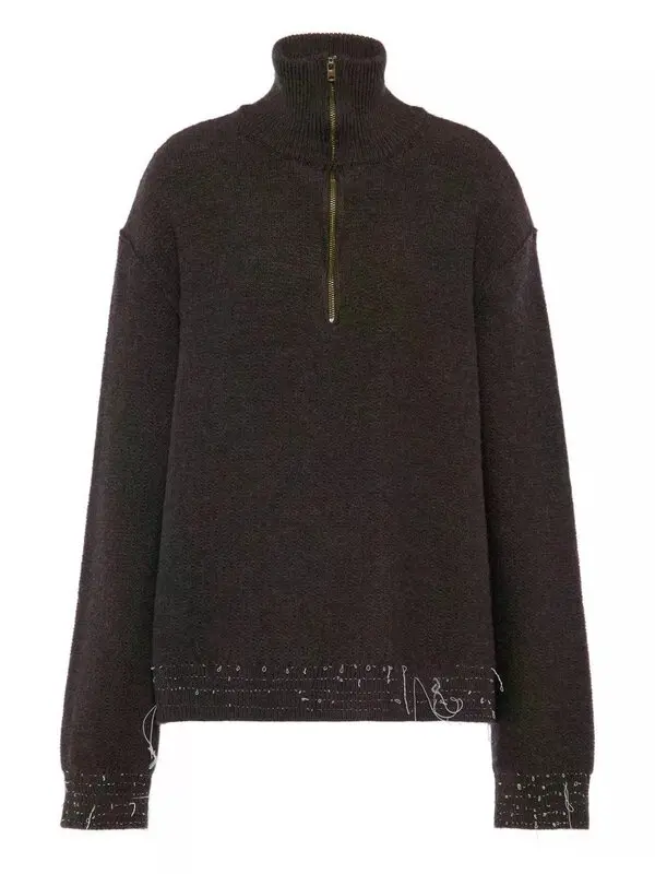MAISON MARGIELA Quarter-zip Sweater With Distressed Details