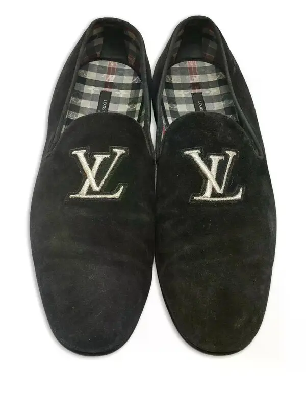 LOUIS VUITTON Embroidered Suede Loafers