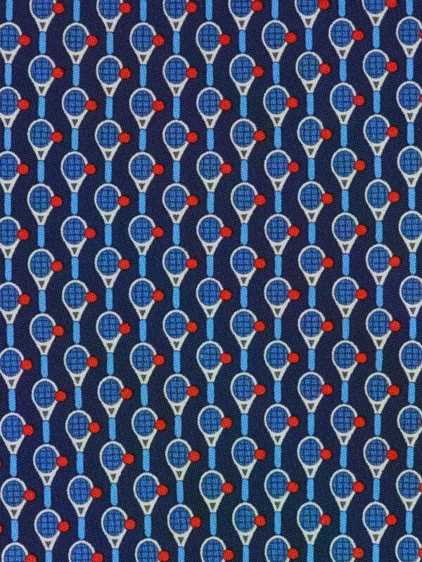 FERRAGAMO Silk Tennis Print Neck Tie - Blue