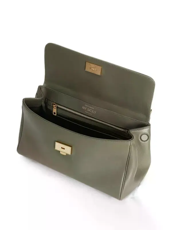 Dolce & Gabbana Medium Sicily Handbag In Plongé Calfskin - Green