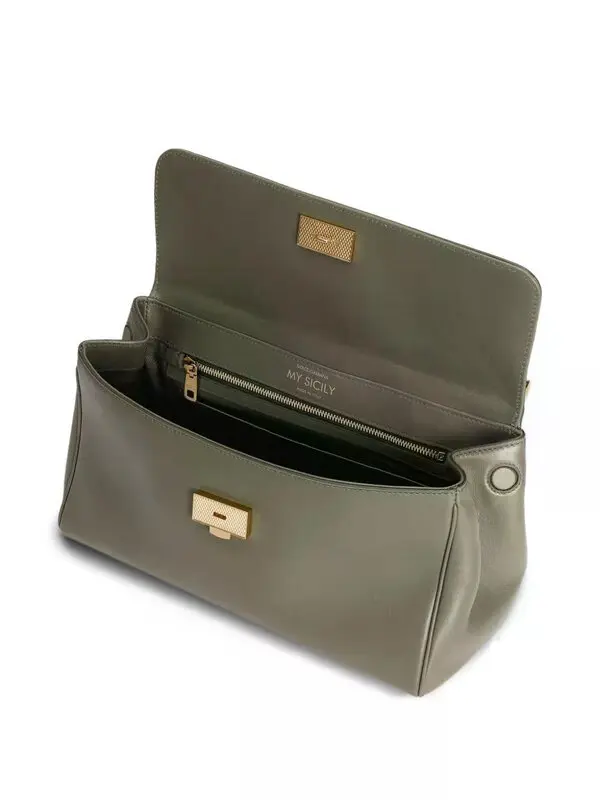 Dolce & Gabbana Medium My Sicily Handbag In Plongé Calfskin - Green
