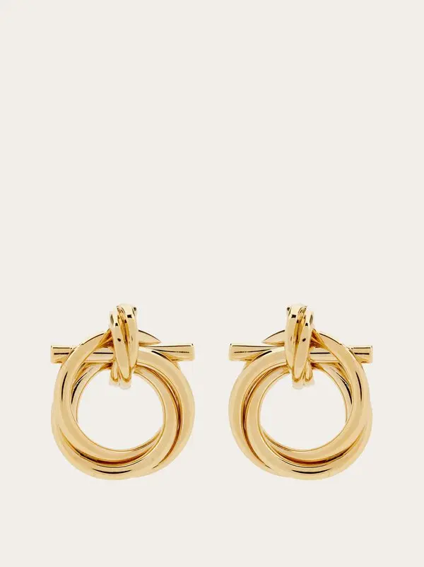 FERRAGAMO Twisted Gancini Earrings - Gold