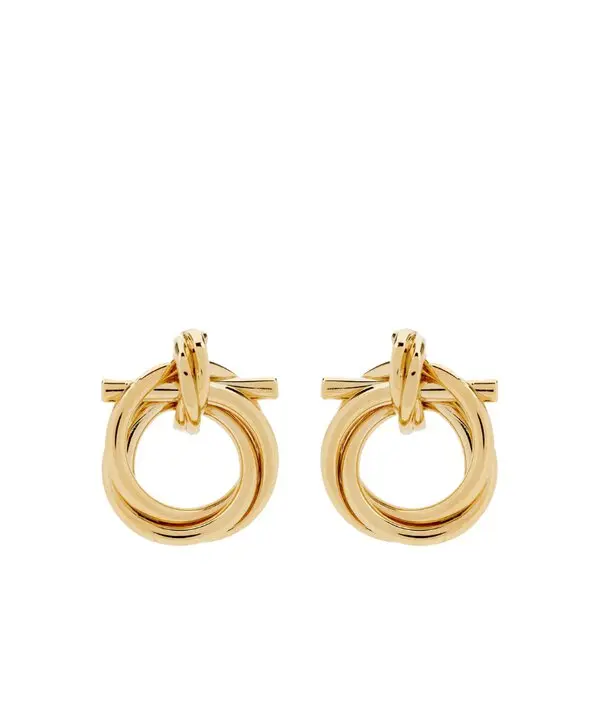 FERRAGAMO Twisted Gancini Earrings - Gold