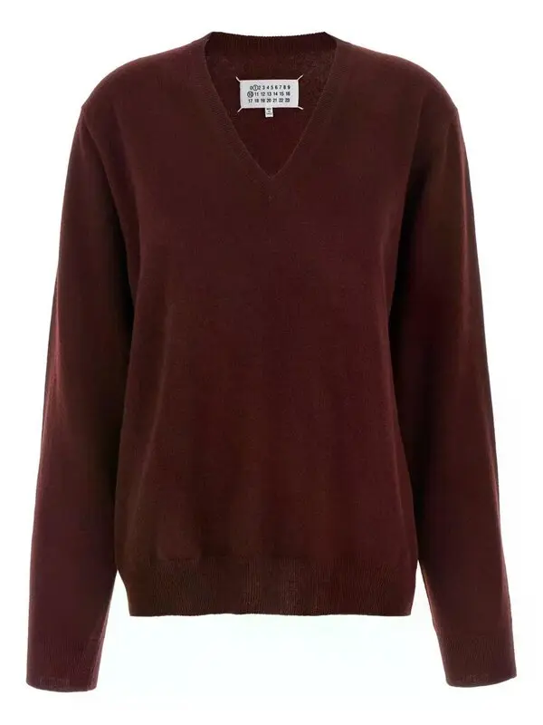 MAISON MARGIELA Chain Knitted V-neck Sweater - Red
