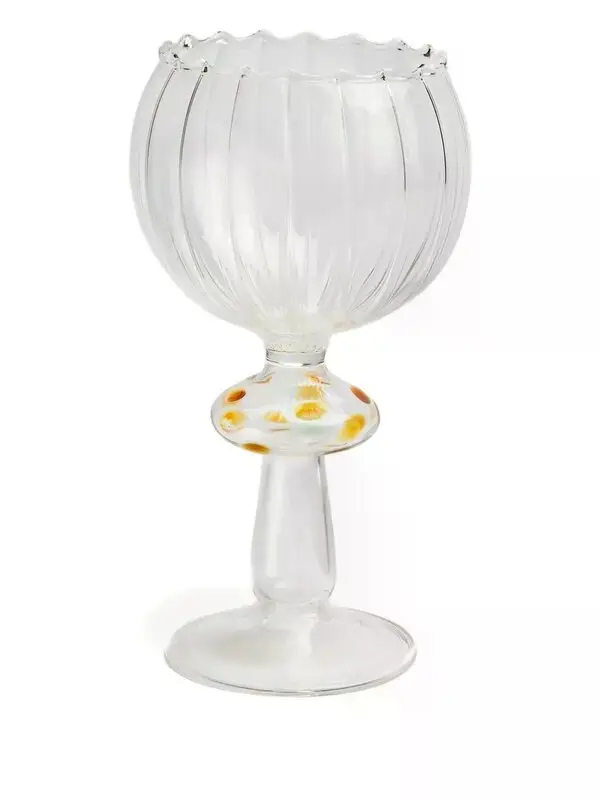 GOHAR WORLD Istanbul Ribbed Scalloped Wine Glass - White