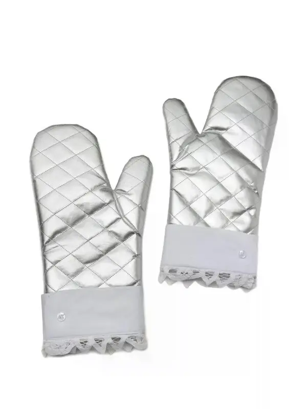 GOHAR WORLD Quilted Oven Gloves - Silver