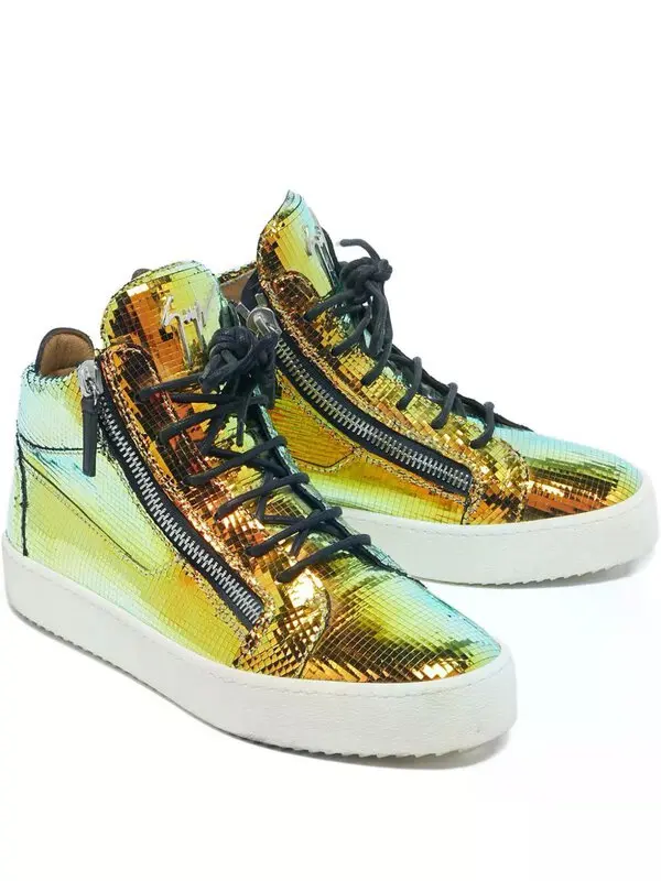 GIUSEPPE ZANOTTI Kriss Leather Zip-detail Sneakers - Gold