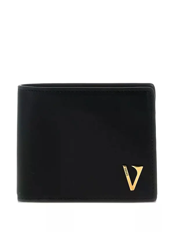 Versace V-logo Metal Leather Wallet