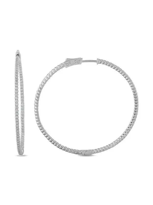 LB EXCLUSIVE 14k White Gold 1.78 Tcw Diamond Hoop Earrings