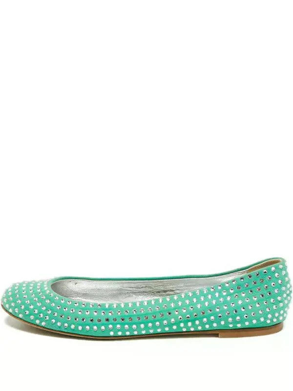 GIUSEPPE ZANOTTI Suede Crystal-embellished Ballet Flats