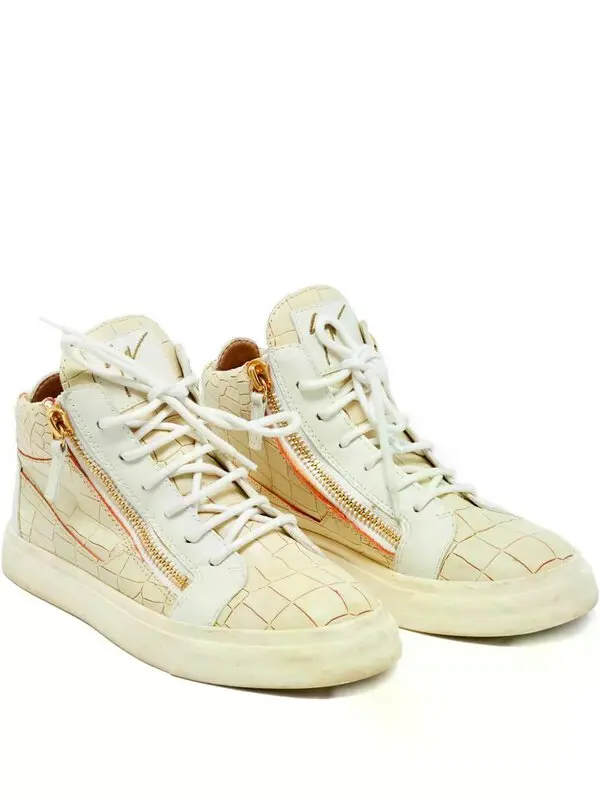 GIUSEPPE ZANOTTI Kriss Embossed Leather High-top Sneakers - Neutrals