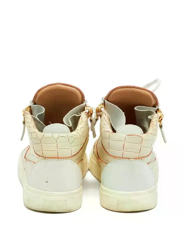 GIUSEPPE ZANOTTI Kriss Embossed Leather High-top Sneakers - Neutrals