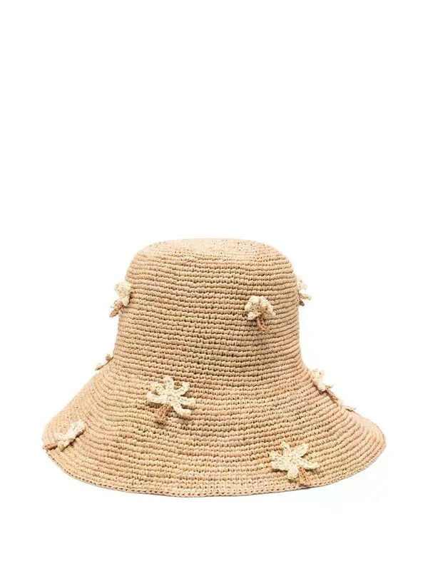 Alanui Palm Appliqué Wide Brim Hat - Neutrals