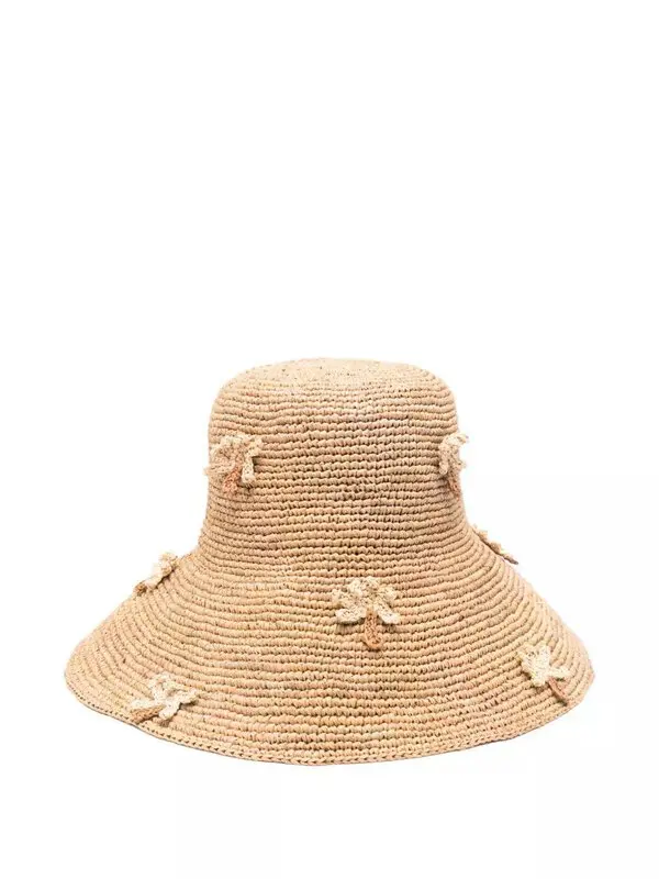 Alanui Palm Appliqué Wide Brim Hat - Neutrals