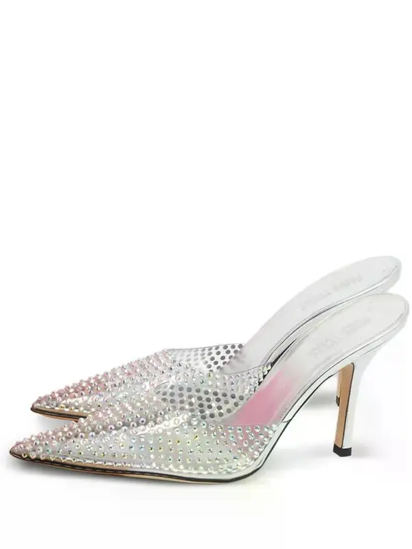 Paris Texas Hollywood Crystal Embellished Mules - White