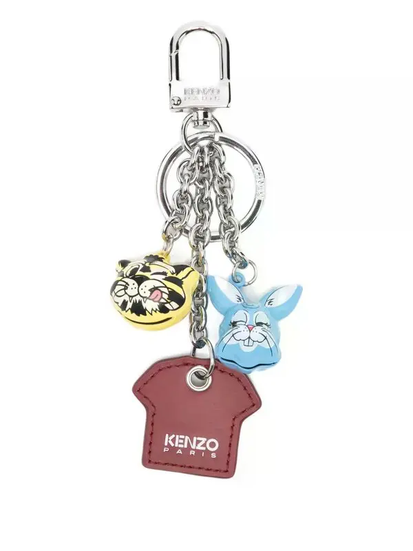 Kenzo Tiger And Rabbit Charm Keyring - Red