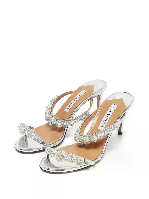 AQUAZZURA Disco Dancer Leather Sandals - Silver