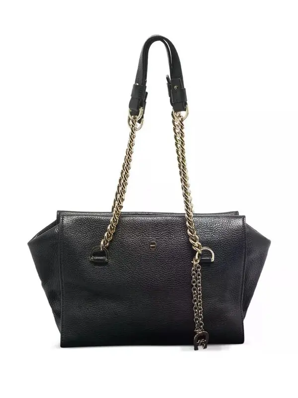 AIGNER Charm Chain Leather Tote Bag