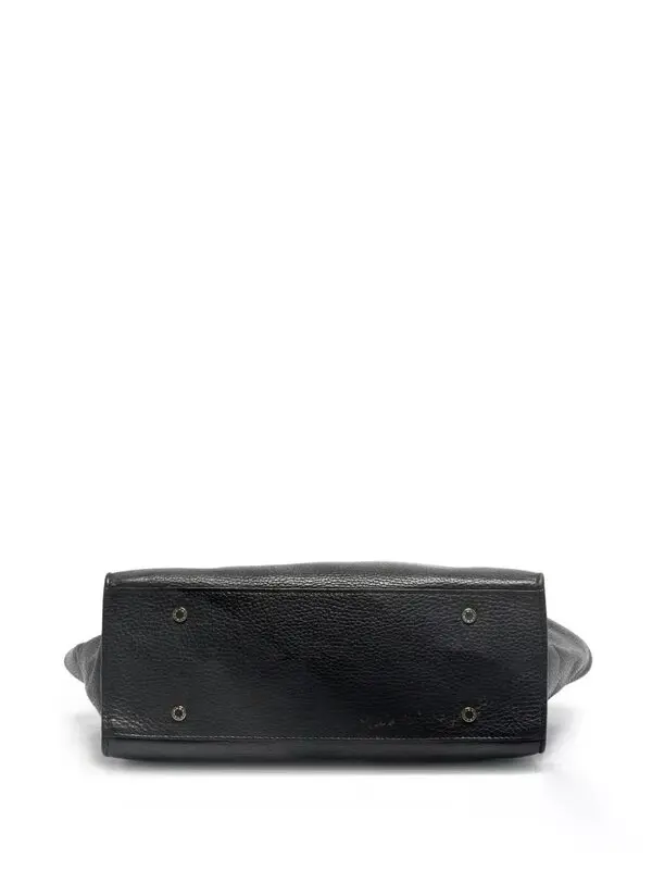 AIGNER Charm Chain Leather Tote Bag