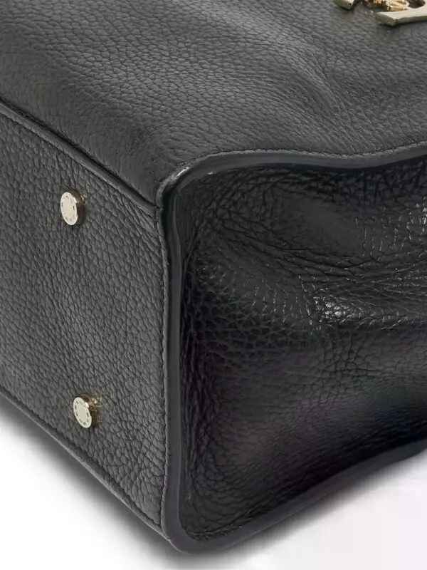 AIGNER Charm Chain Leather Tote Bag