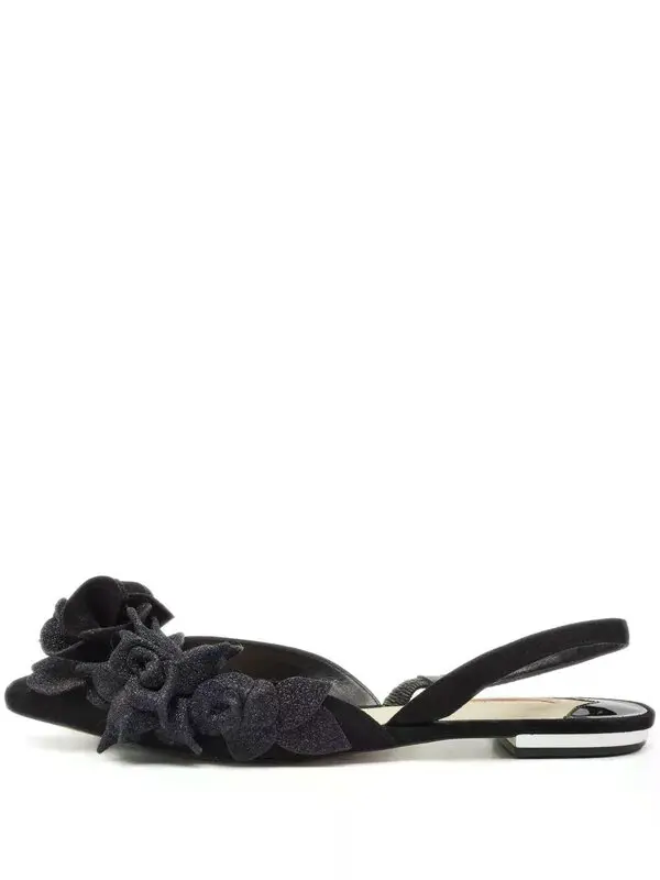 SOPHIA WEBSTER Floral Slingback Flats - Black
