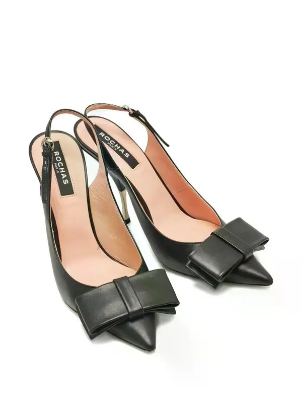 Rochas Leather Bow-detail Slingback Pumps