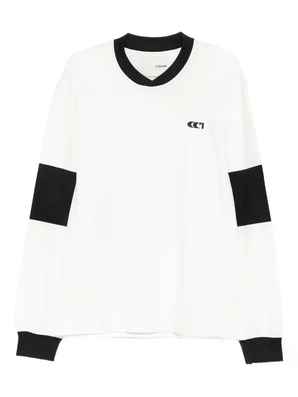 CIARAN Contrast Panel Long Sleeve Sweatshirt - White