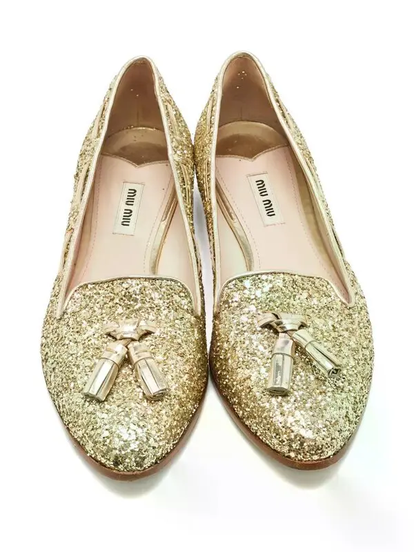 Miu Miu Glitter Tassel Slippers