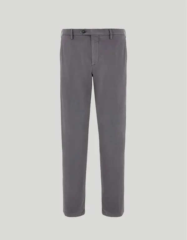 Canali Regular Fit Gray Chinos In Cotton And Cashmere Gabardine - Grey