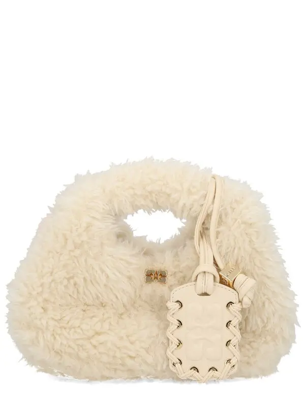 GANNI Faux Fur Hobo Bag - Ivory