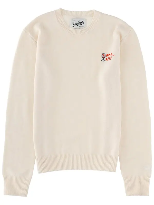 MC2 SAINT BARTH Jersey With Embroidery - Ivory