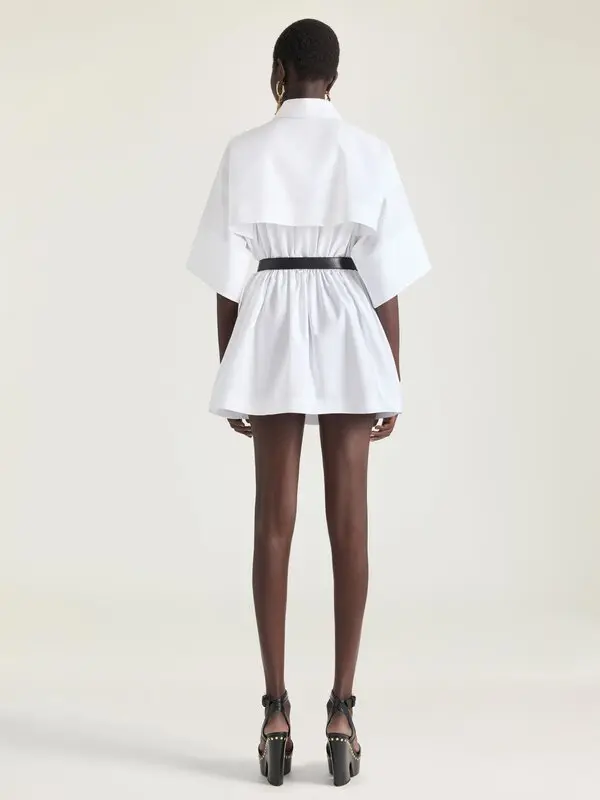 Givenchy Mini Shirt Dress In Poplin With Belt - White