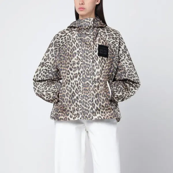 GANNI Leopard Print Hooded Jacket