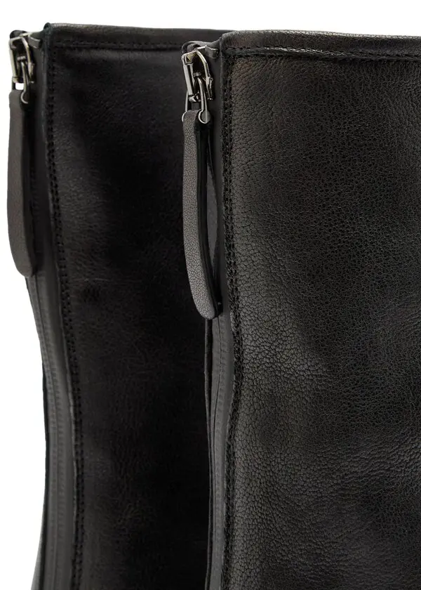 Legres Grained Leather Ankle Boots - Black