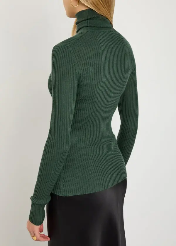 Gabriela Hearst Peppe Roll-neck Cashmere-blend Top - Green