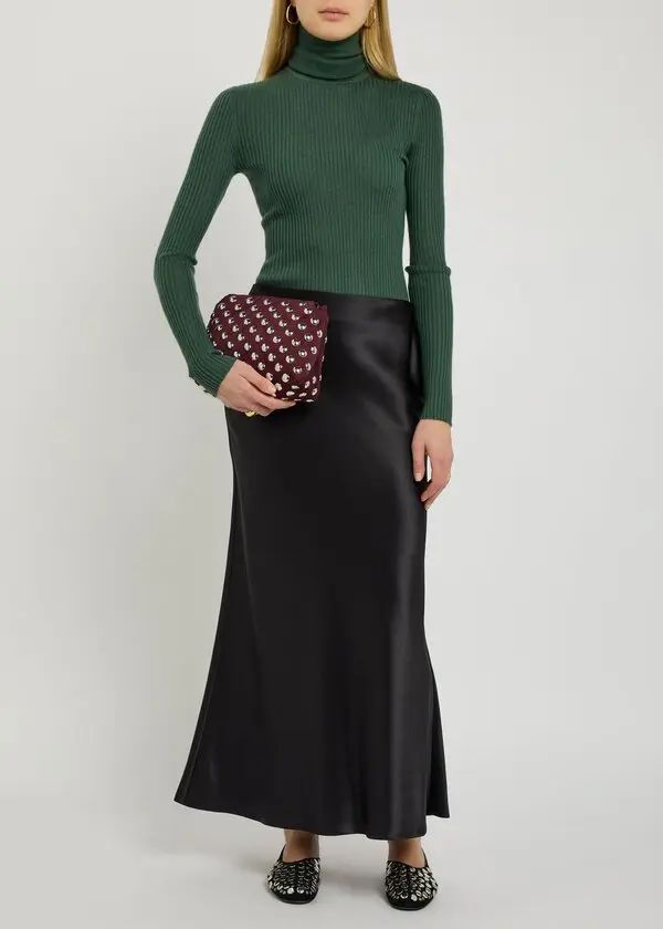 Gabriela Hearst Peppe Roll-neck Cashmere-blend Top - Green