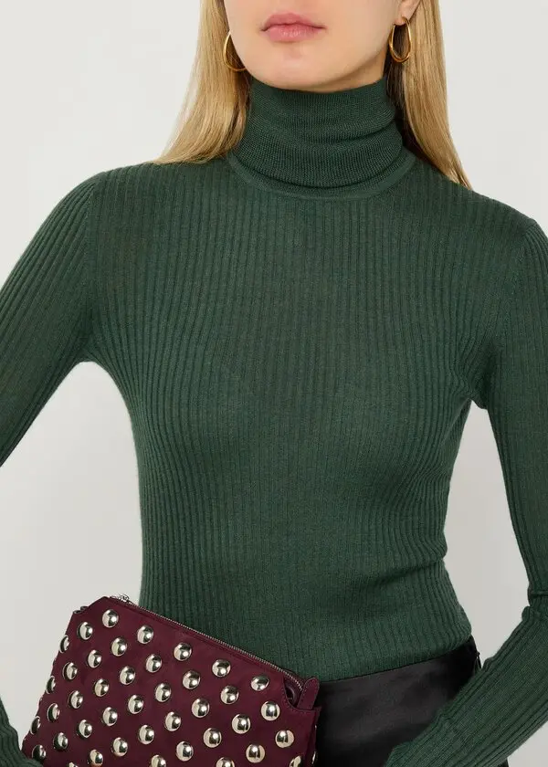 Gabriela Hearst Peppe Roll-neck Cashmere-blend Top - Green