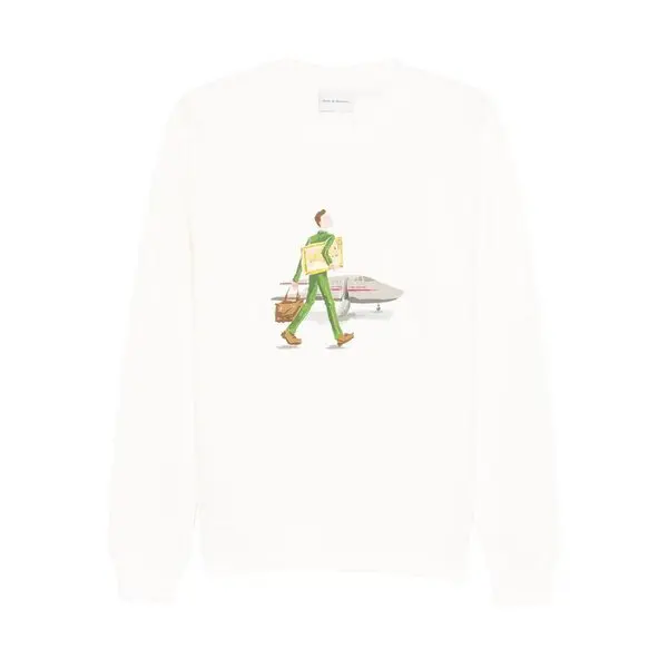 Drole De Monsieur Graphic Print Crew Neck Sweater - Beige